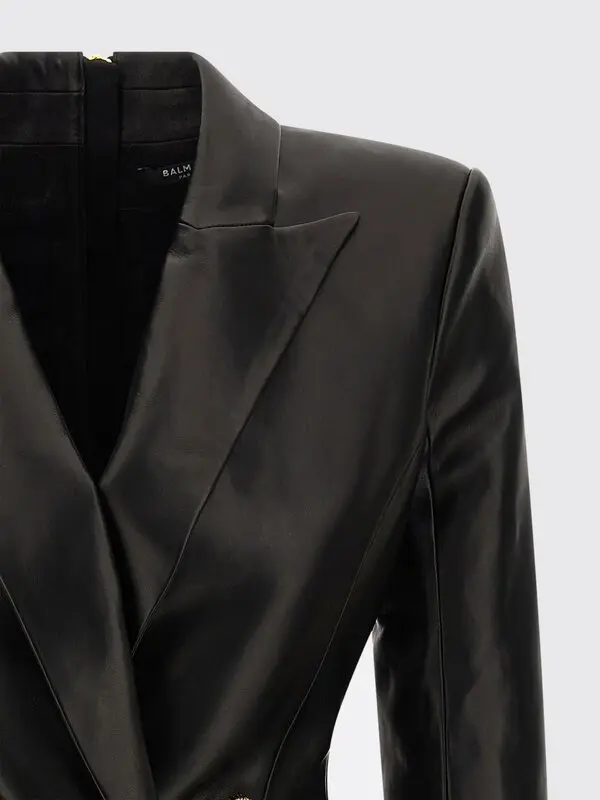 Balmain Double-breasted Leather Dress