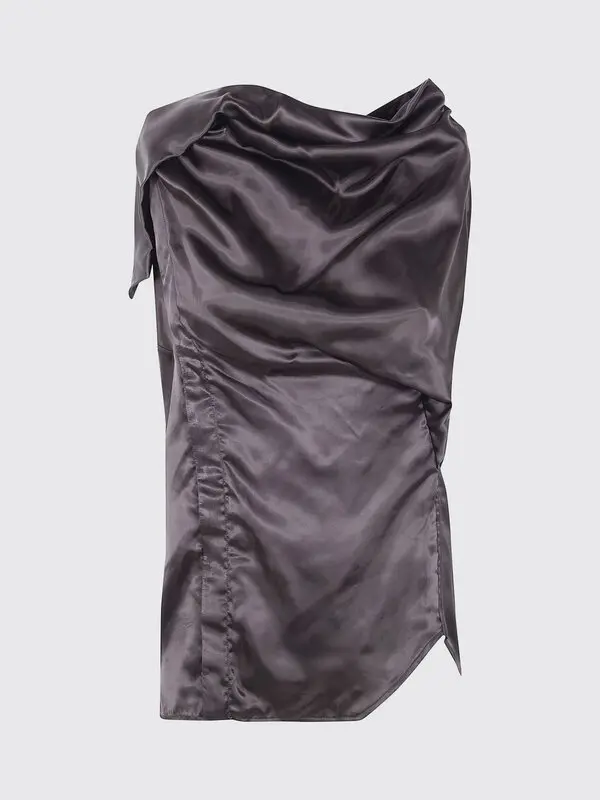 Rick Owens Sleeveless High Neck Cupro Top - Grey