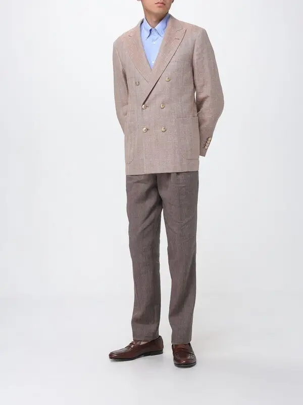 Brunello Cucinelli Double-breasted Silk Blend Blazer