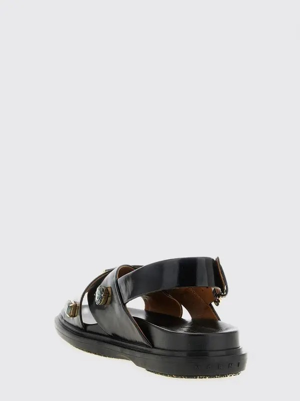 Marni Leather Sandals With Crystals