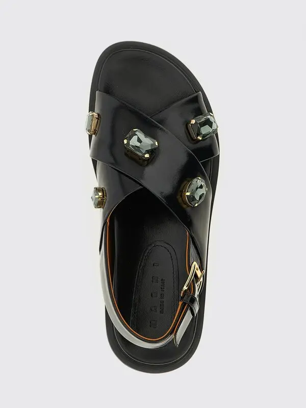 Marni Leather Sandals With Crystals
