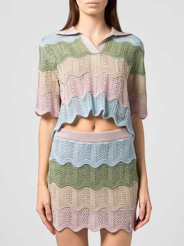 Philipp Plein Crochet Knit Polo Shirt - Multicolor