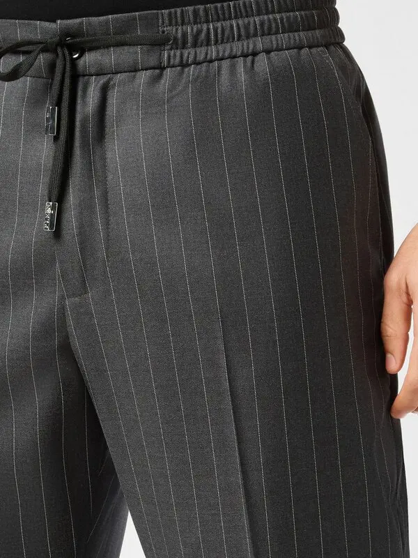 Philipp Plein Slim Fit Pinstriped Drawstring Trousers