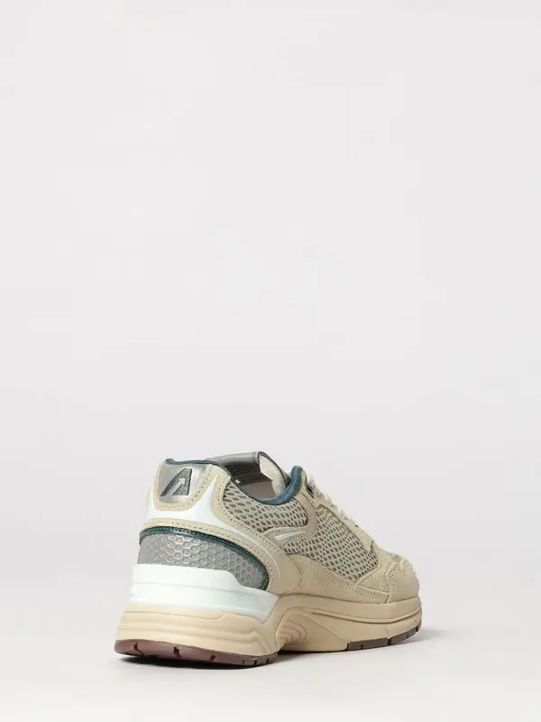 AUTRY Hyperway Two-tone Leather And Mesh Sneakers With Cut-out Logo - Beige