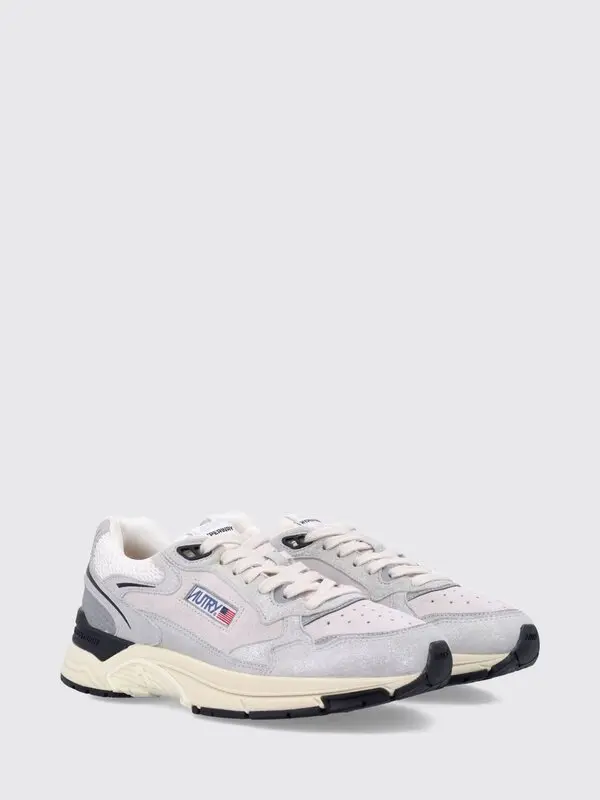 AUTRY Hyperway Two-tone Leather And Mesh Lace-up Sneakers - Grey
