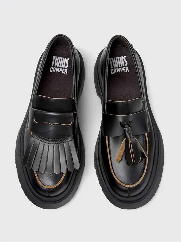 Camper Leather Loafers With Fringes And Tassels