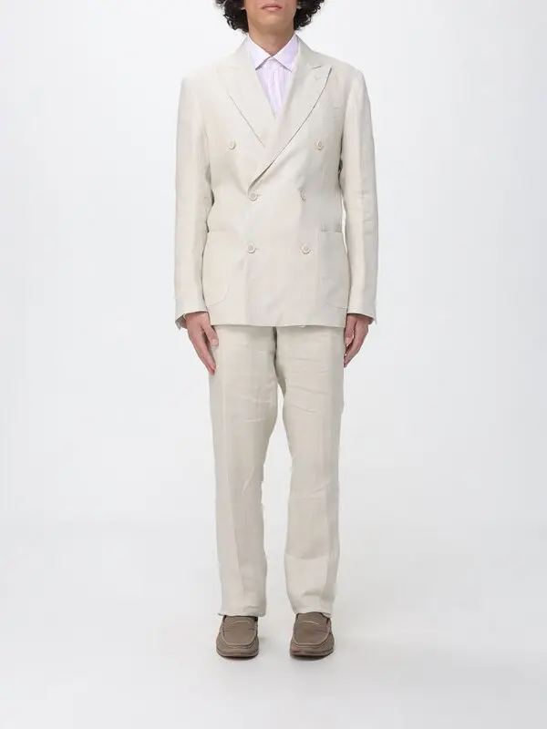 LARDINI Double-breasted Linen Blend Dress