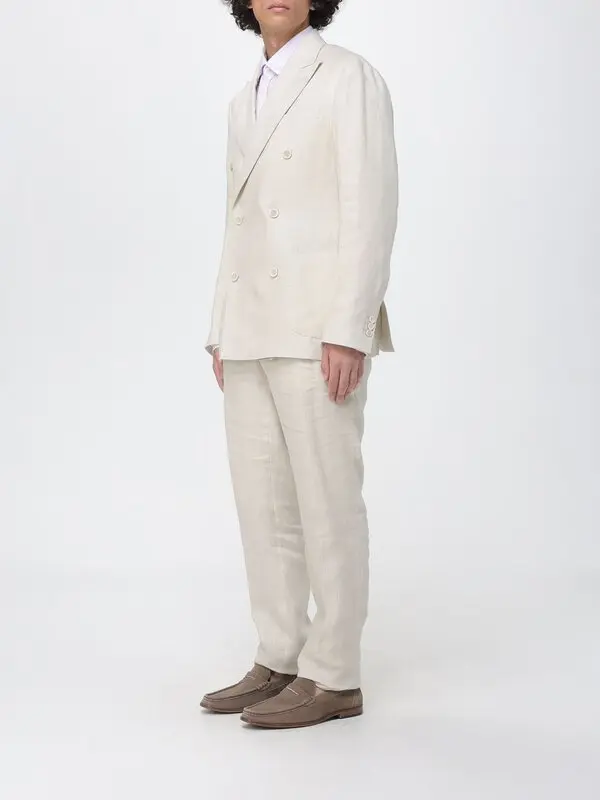LARDINI Double-breasted Linen Blend Dress
