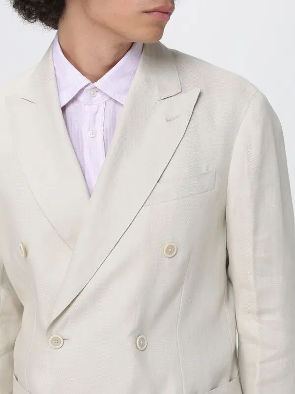 LARDINI Double-breasted Linen Blend Dress