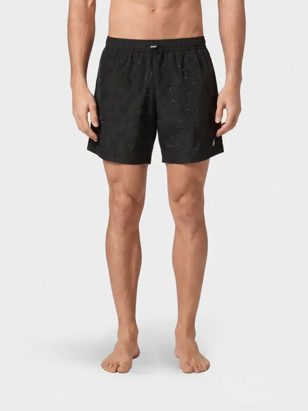 Philipp Plein Embellished Polyester Swim Shorts - Black