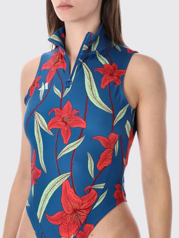 ADIDAS ORIGINALS Sleeveless Floral Print Turtleneck Bodysuit Top