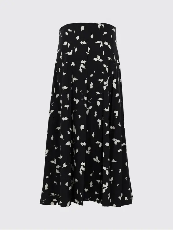 ALYSI Printed Cotton Skirt - Black