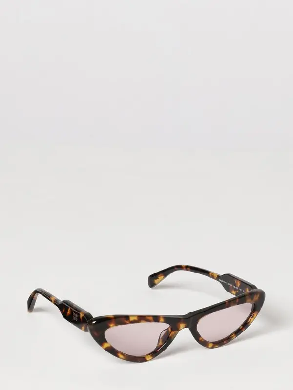 Miu Miu Triangular Frame Acetate Sunglasses With Contrast Logo - Multicolor