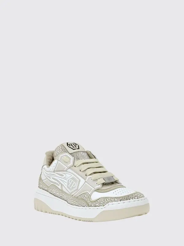 Philipp Plein Leather And Rhinestone Sneakers - White 2