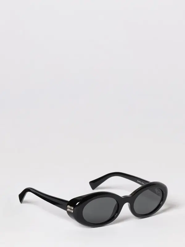 Miu Miu Oval Tortoiseshell Acetate Sunglasses - Black