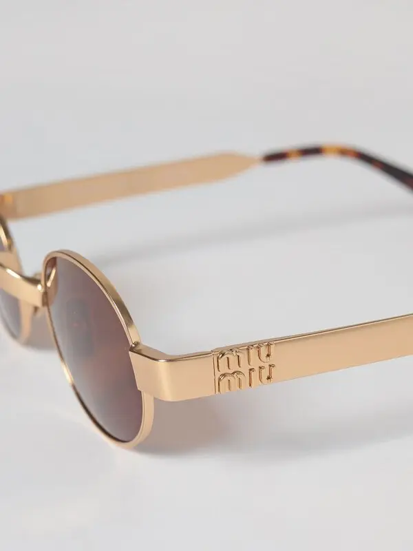 Miu Miu Rounded Metal Frame Sunglasses - Gold
