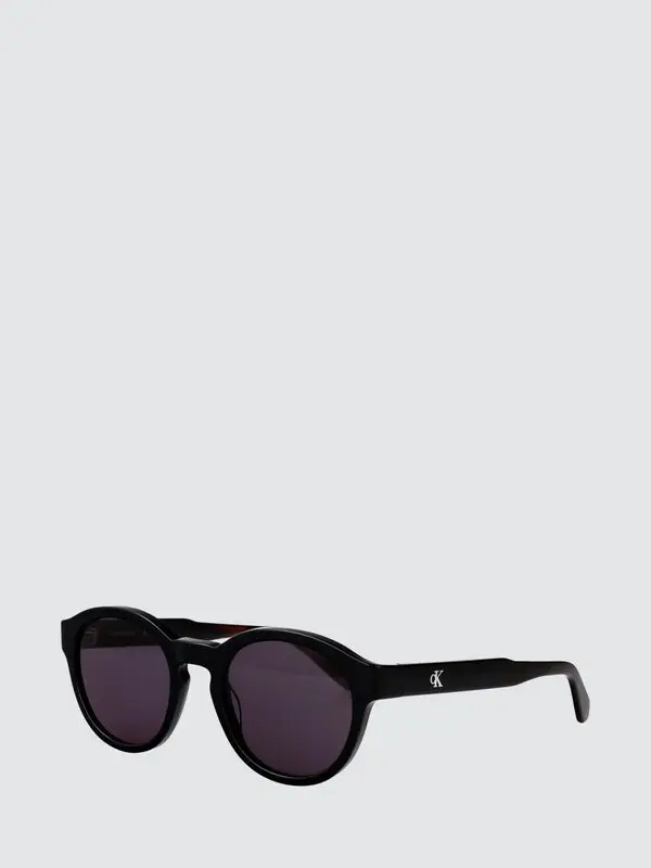 Calvin Klein Round Acetate Sunglasses With Monogram - Black