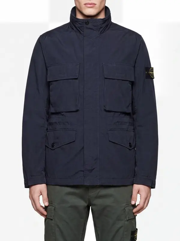 Stone Island High Neck Windbreaker Jacket - Navy