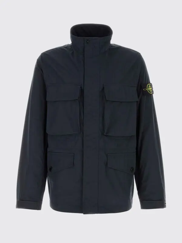 Stone Island High Neck Windbreaker Jacket - Navy