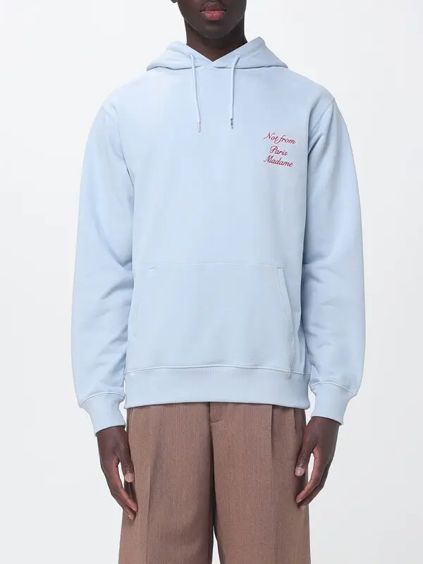 Drole De Monsieur Cotton Hoodie With Slogan Print - Blue