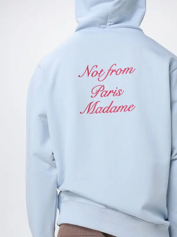 Drole De Monsieur Cotton Hoodie With Slogan Print - Blue
