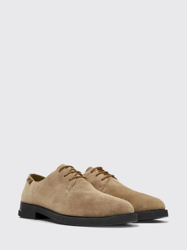Camper Suede Derby Shoes With Low Heel - Brown