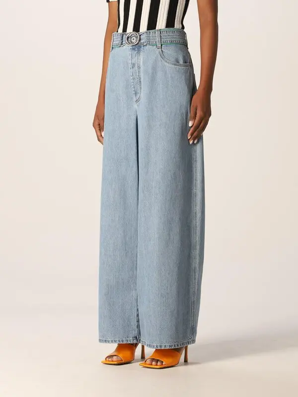 Bottega Veneta Wide Leg Washed Out Jeans
