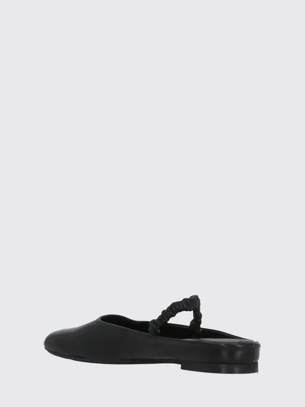POEVE Low-heeled Leather Mules With Round Toe And Elastic Inserts