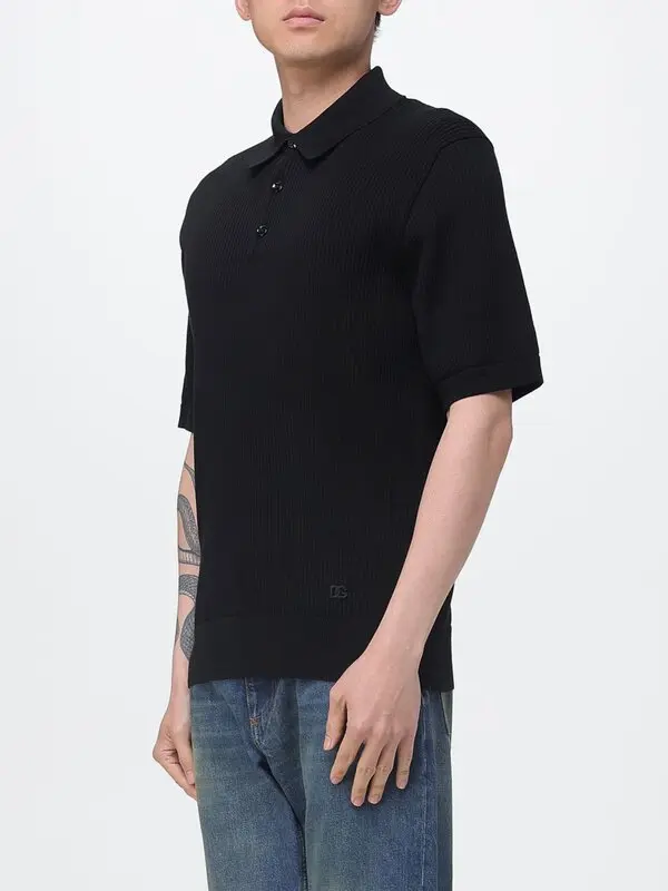 Dolce & Gabbana Cotton Knit Polo Shirt - Black