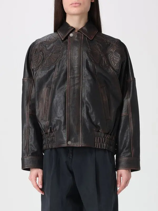 GOLDEN GOOSE Embellished Leather Bomber Jacket