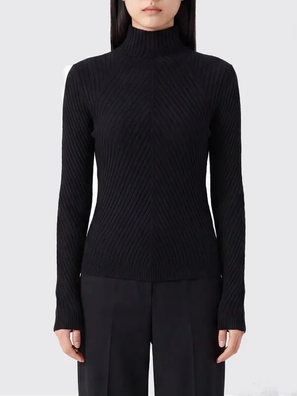 Victoria Beckham Slim Fit Ribbed Merino Wool Turtleneck Sweater