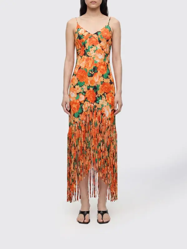 Pinko Floral Print Sheath Midi Dress - Orange
