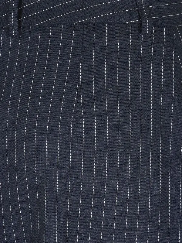 LARDINI Striped Linen Blend Cropped Trousers