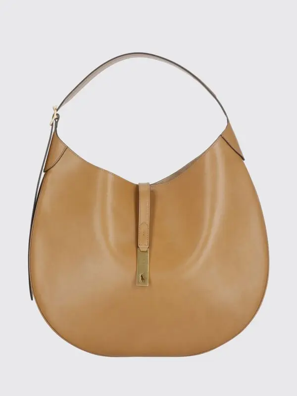 Polo Ralph Lauren Smooth Cowhide Leather Shoulder Bag With Adjustable Handle - Brown