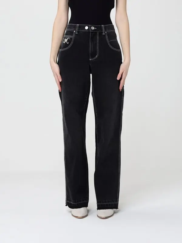 Isabel Marant Étoile Wide Leg Jeans In Cotton Denim - Grey
