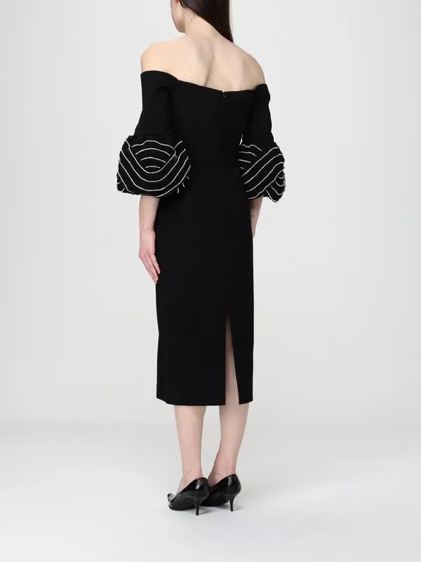 Rebecca Vallance Crêpe Midi Dress With Embellished Sleeves