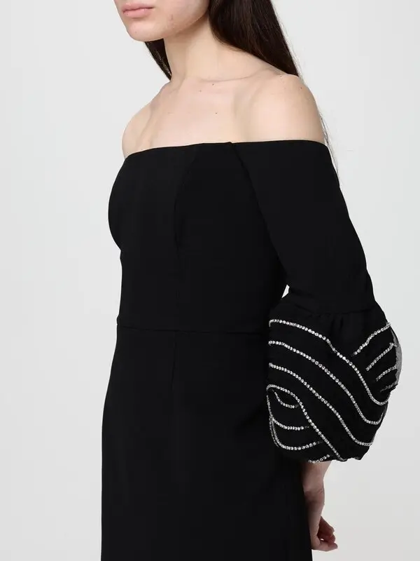 Rebecca Vallance Crêpe Midi Dress With Embellished Sleeves