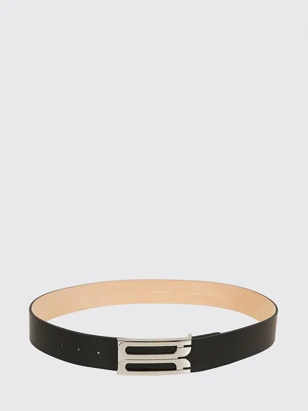 Victoria Beckham Dorian Calf Leather Belt With Logo Buckle - Black