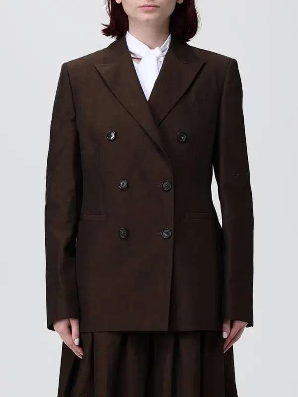 PT TORINO Double-breasted Cotton And Linen Blazer - Brown