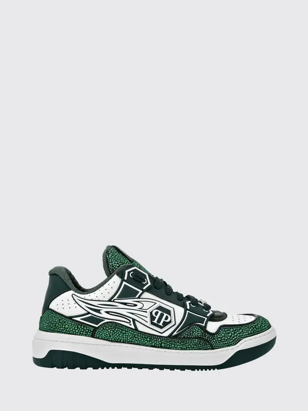 Philipp Plein Leather And Rubber Rhinestone Sneakers - White 2