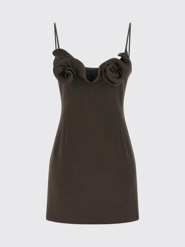 Magda Butrym Flower Applique Virgin Wool Mini Dress