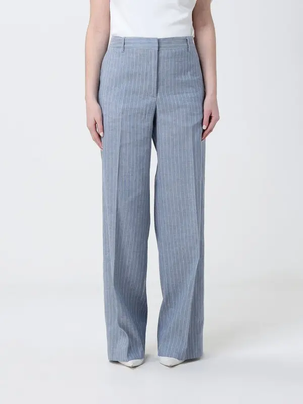 PT TORINO Pinstriped Linen And Cotton Palazzo Trousers
