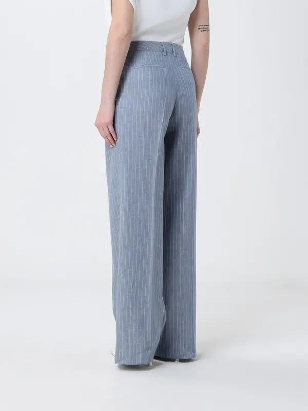 PT TORINO Pinstriped Linen And Cotton Palazzo Trousers