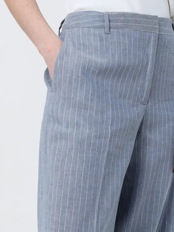 PT TORINO Pinstriped Linen And Cotton Palazzo Trousers