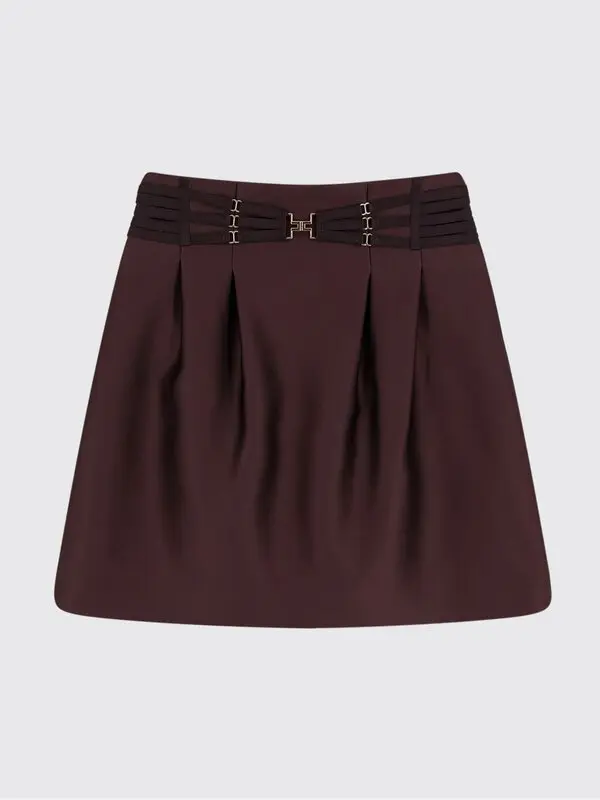 Elisabetta Franchi Polyester Skirt With Webbing - Brown