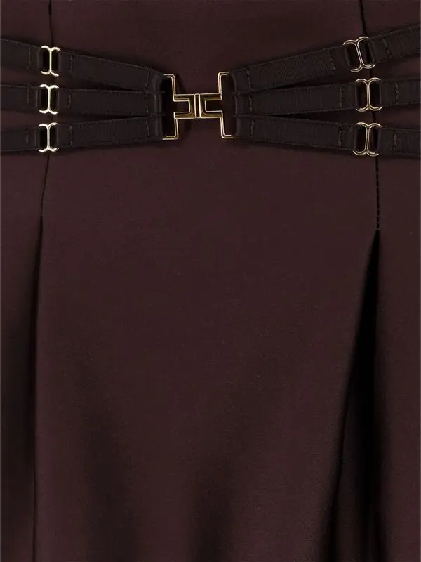 Elisabetta Franchi Polyester Skirt With Webbing - Brown