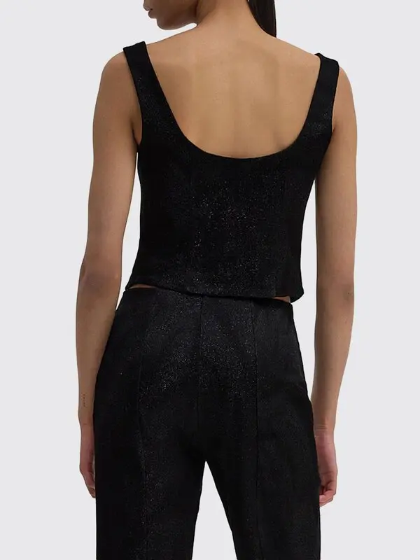 MARGHERITA MACCAPANI Glitter Cotton Blend Corset Top - Black