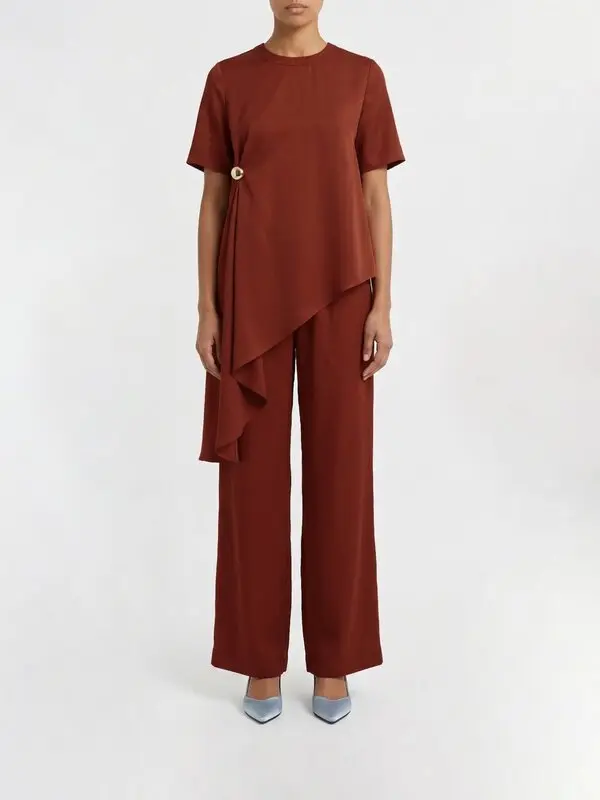 Loulou De Saison Silk Asymmetric Top - Red