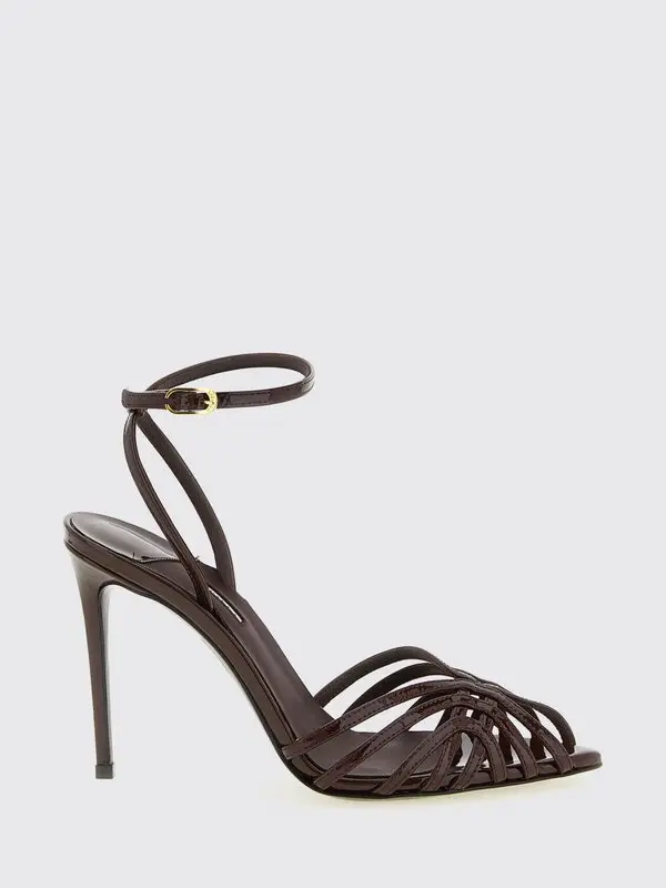 LE SILLA Patent Calfskin Leather Stiletto Sandals - Brown