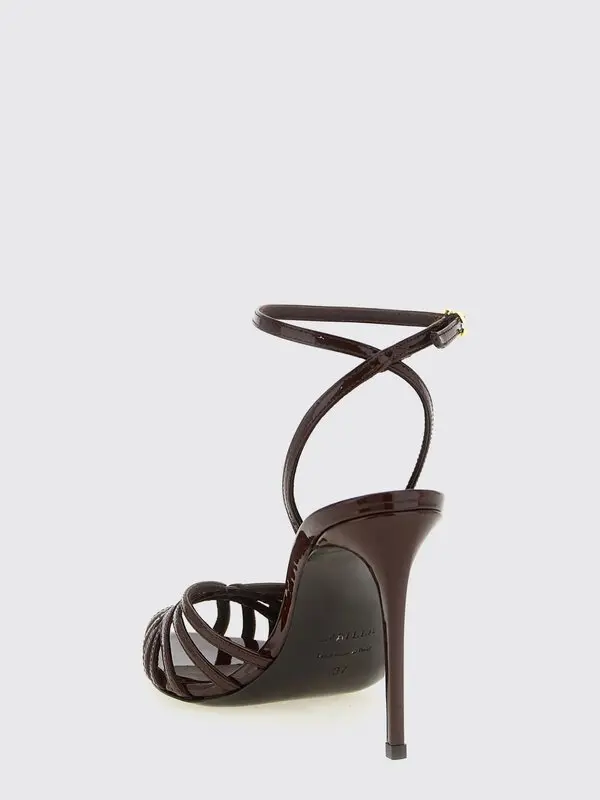 LE SILLA Patent Calfskin Leather Stiletto Sandals - Brown